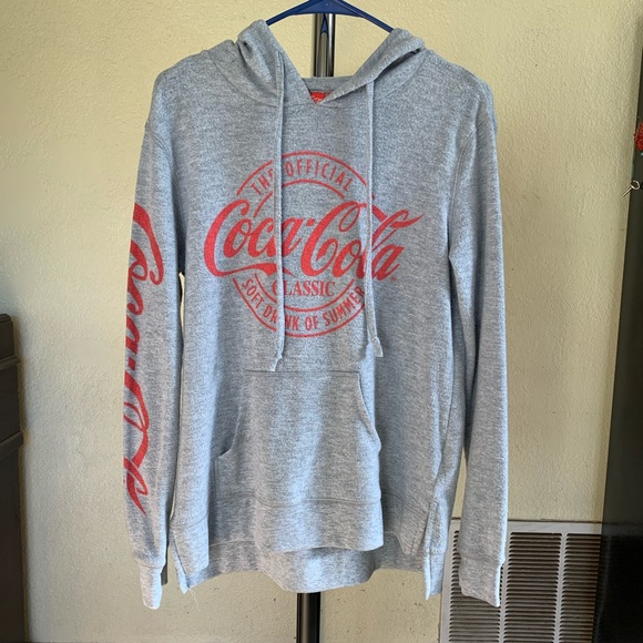 Coca Cola | Tops | Cocacola Grey Hoodie Womens S | Poshmark